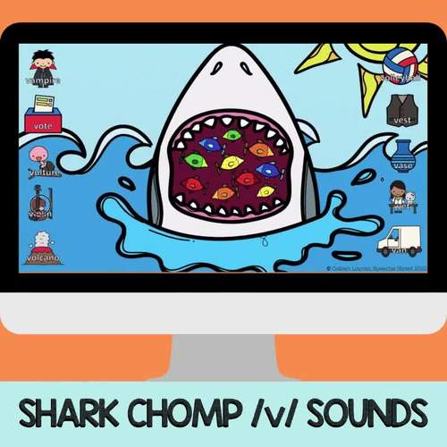 Shark Chomp V Sounds: No Print Interactive Activity for Speech Teletherapy