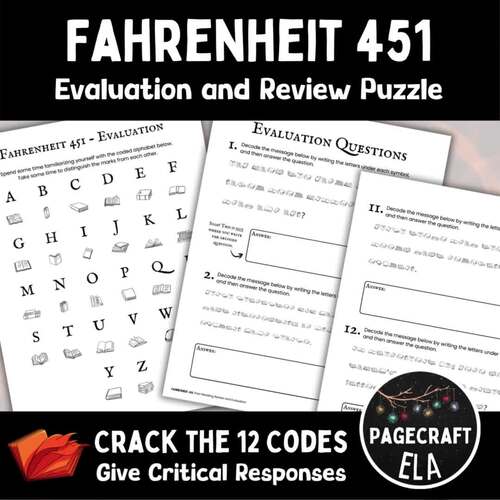 Fahrenheit 451 Post-Reading Review and Evaluation Puzzle by Pagecraft ELA