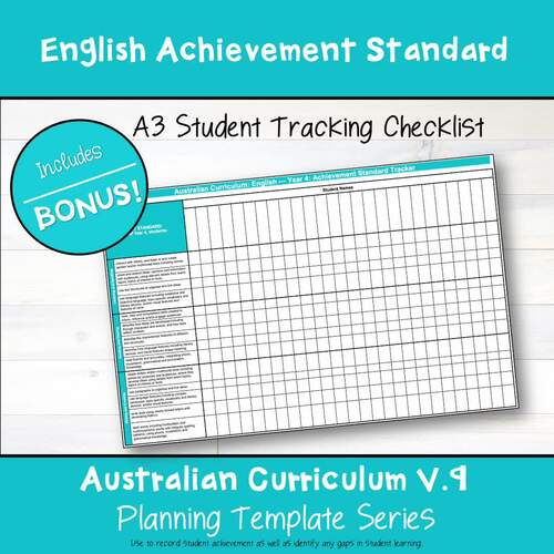 V9 Australian Curriculum ENGLISH ACHIEVEMENT STANDARD CHECKLISTS - YEAR 4