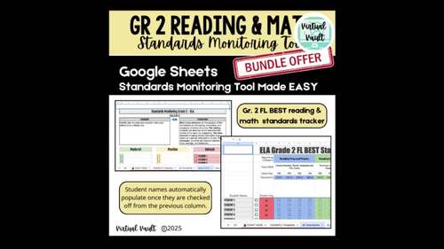 Gr. 1 Standards Monitoring Bundle Reading and Math (FL BEST) by Virtual ...