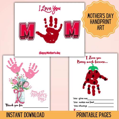 Mother's Day Handprint Art Crafts | Mother's Day Gift | Preschool Kids ...