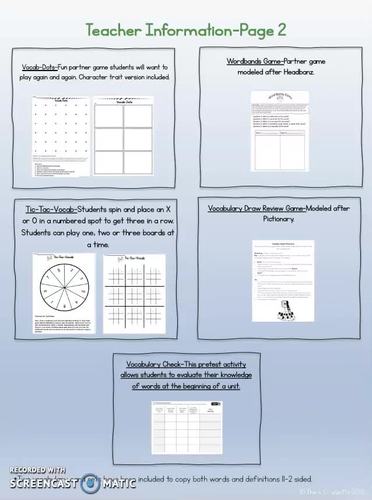 Print and Go Vocabulary Games & Activities for Any List by 3rd Grade Me
