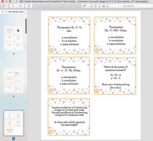 8th Grade Math Task Cards | EOG Review Bundle by Common Core Tweens