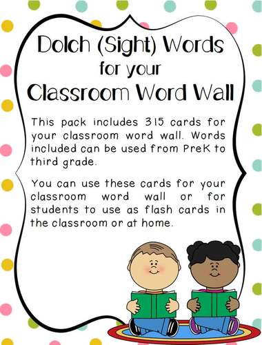 Dolch (Sight) Words for your Classroom Word Wall *Classic Edition