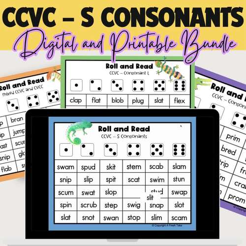 Roll & Read CCVC S Consonant Words Sentences Digital + Printable ...