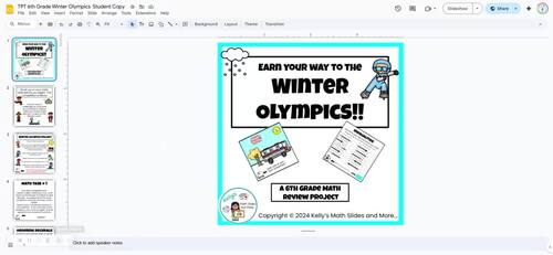 6th Grade Math Review Project (PBL) - Earn Your Way to the Winter Olympics