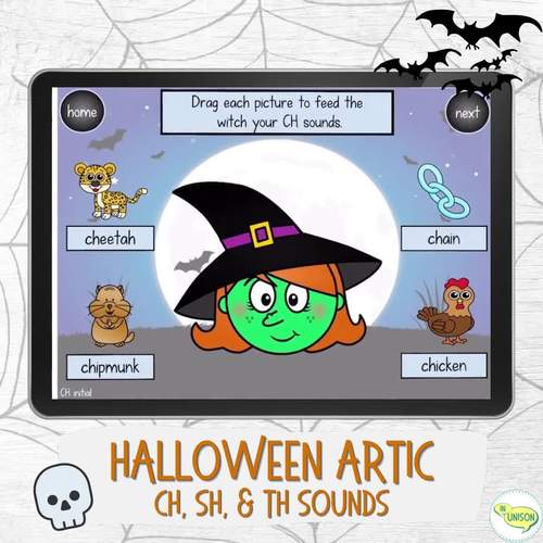 Halloween Articulation Boom Cards™ Feed the Witch CH SH TH Sounds