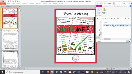French CHRISTMAS Writing Thanksgiving Vocabulary Dictation AUDIO ...