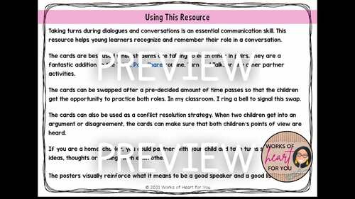 Speaker & Listener Cards + Posters for Think Pair Share/Turn & Talk ...