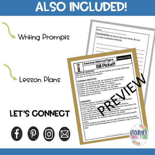 3rd Grade Bill Pickett Biography Unit Reading Activities and Worksheets