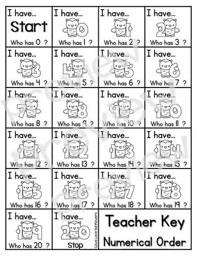 “I Have, Who Has?” Owl Theme 0–20 Math Game - Number Recognition Practice