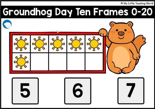 Groundhog Day Ten Frames Counting Boom Cards by My Little Teaching World