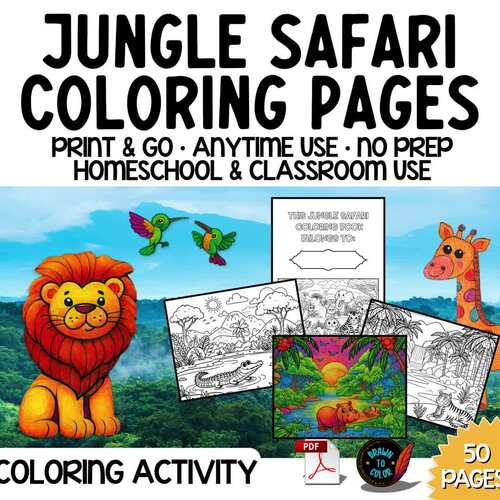 Jungle Safari Coloring Pages | Print & Go Activity | Classrooms ...