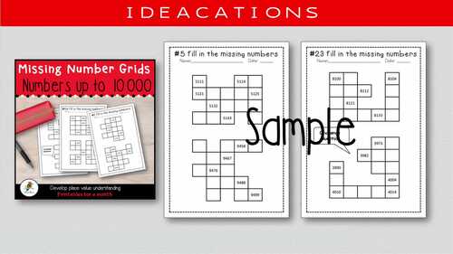 Place Value Numbers up to 10000 - Missing Number Grids Bundle Pack
