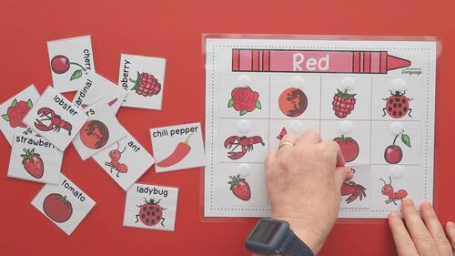 Red Object Matching Activity, Match and Label, Adjective-Noun Phrases