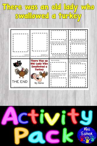 Old Lady Swallows a Turkey 8 Resource Pack w BOOM CARDS by Miss Esther