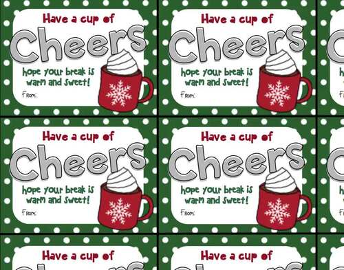 Hot Chocolate (Mug/ Cup) Christmas (Winter Break) Holiday Gift Tag-Have ...