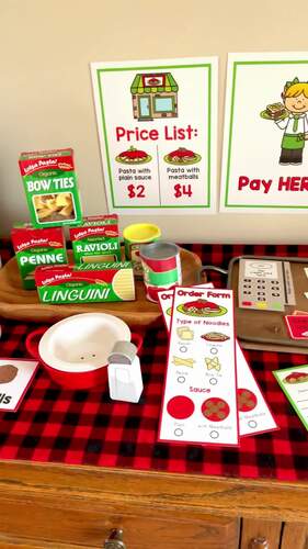 Spaghetti Restaurant Pretend Play Printables by Confetti Crate | TPT