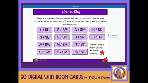 Boom™ Cards: Minimal Pairs- Cluster Reduction /S/ Blends by Katrina Bevan