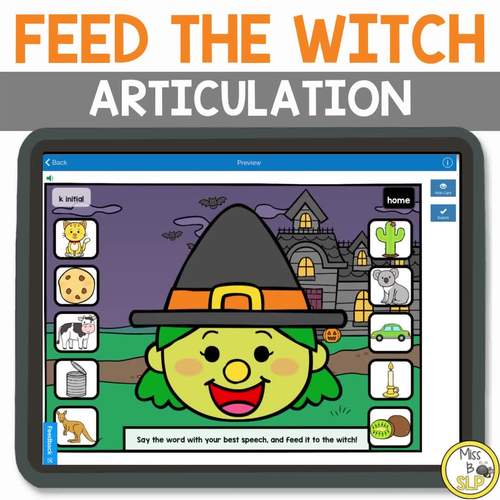 Digital Feed the Witch Articulation - Boom Cards by Miss B SLP | TPT