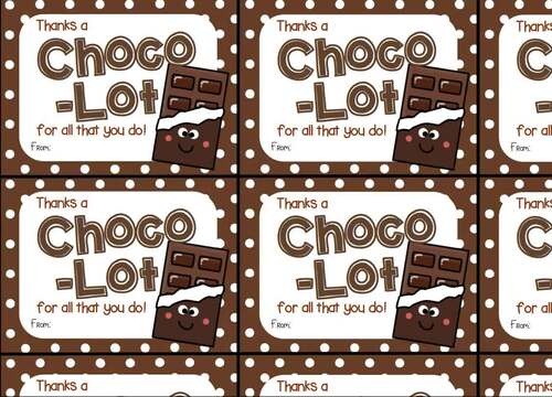 Cute Hershey's Chocolate Bar Teacher/ Staff Appreciation Treat Tag
