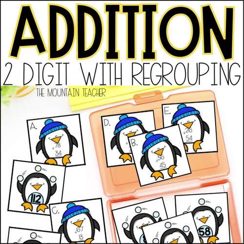 2 Digit Addition with Regrouping Matching Math Center Activity and ...