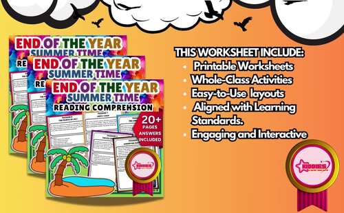 End of the Year Summer Reading Comprehension May,June,July Activity 2-7 ...