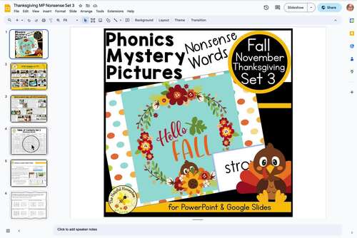 Thanksgiving Turkey Digital Mystery Picture Set 3 -Nonsense Words ...