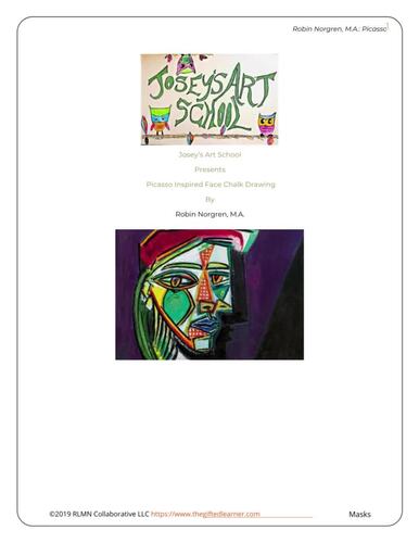 Pablo Picasso Art Lesson Masks Chalk Pastel Pre-K to 3rd Art History ...