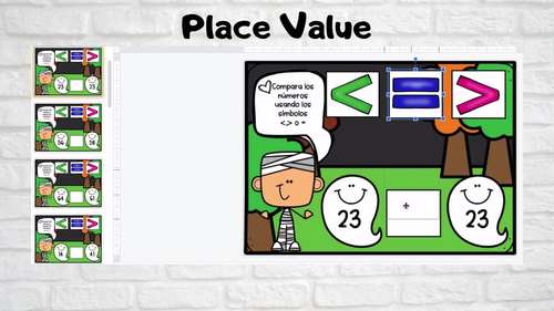 Place value: Comparing numbers Spanish GOOGLE SLIDEs™ by Recursos Arcoiris