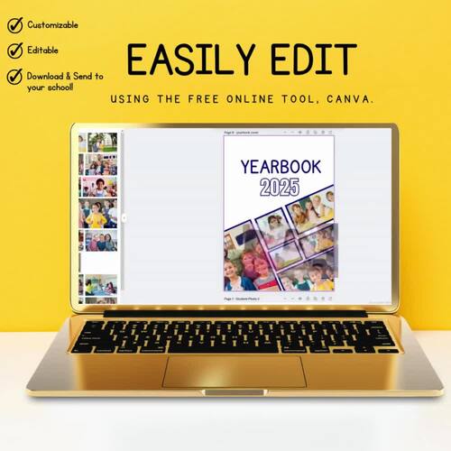 Editable Elementary School Yearbook Template | Graduation & Teacher Gift