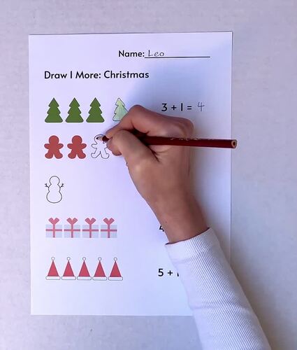Draw One More Number Sense Worksheets Christmas Math Coloring Pictures ...