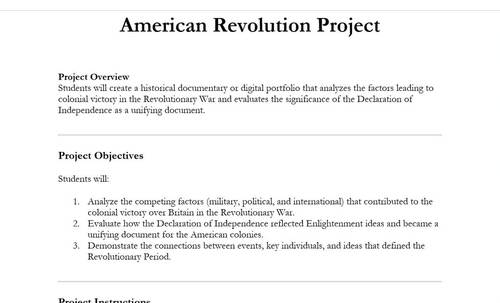 American Revolution PBL by PBL History & Civics | TPT