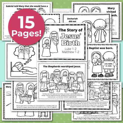 Jesus' Birth Activity Pages: 15 Page Nativity Christmas Booklet | TPT