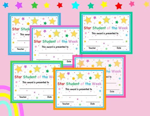 Printable Star Student of the Week Awards, Editable Bright Star Student ...