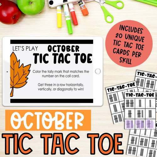 Kindergarten October Tic Tac Toe Center by The Kinderhearted Classroom