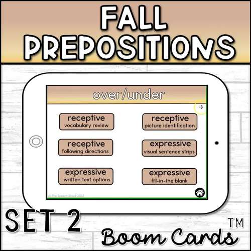 Fall Prepositions BOOM Cards™️- Set 2 by The Speech Shack | TPT