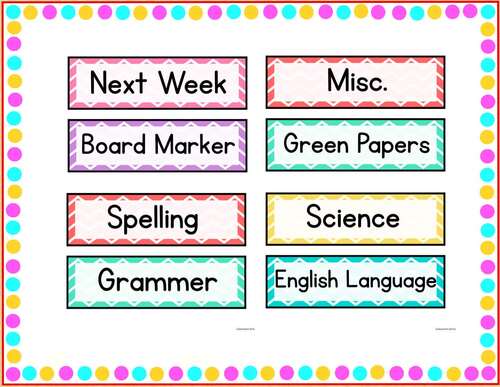 Printable Chevron 10 Drawer Cart Labels, Tote Tray Labels, Trolley Labels