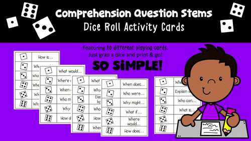 Comprehension Question Stems - 20 Dice Roll Activity Cards by Ideacations