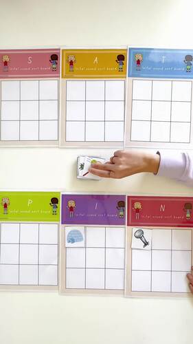 SATPIN beginning sound picture sort phonics game- letter sound recognition