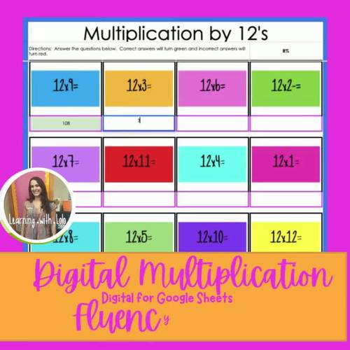 Digital Multiplication Fact Practice Bundle (2-12) by Learningwithlolo