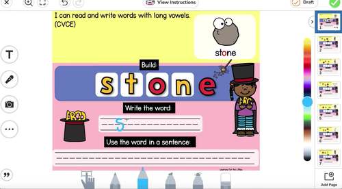 Long Vowel O CVCE Magic E Preloaded Seesaw Digital Word Building