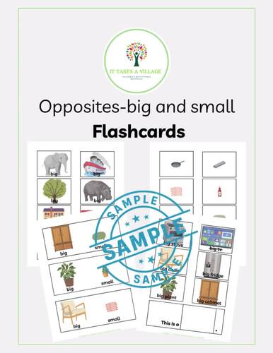 Opposites Flashcards-big and small-select and label (ABLLS-R C24 + G13)