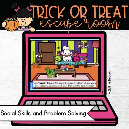 Trick or Treat Halloween Escape Room Social Skills Boom Cards by Little ...