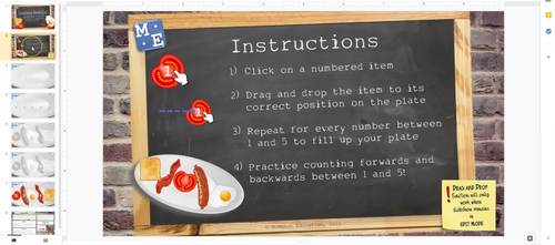 COUNTING TO 5 Number Sequencing Breakfast Theme for Google Slides ...