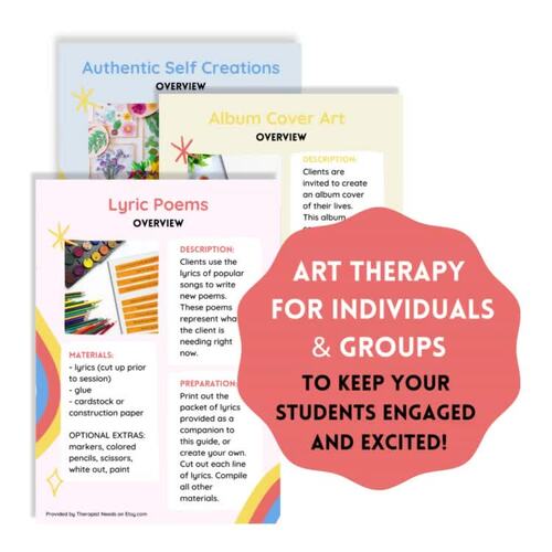 Art Therapy Bundle: Exercises & Activities, SEL, School Psychology ...
