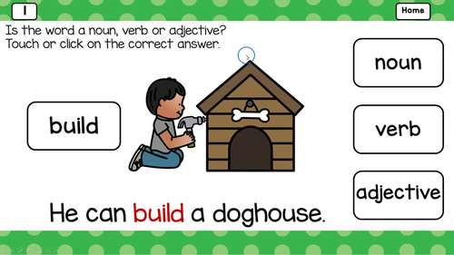 Game Show Nouns, Verbs and Adjectives Distance Learning Google Classroom