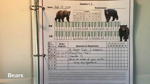 Themed Piano Lesson Assignment Sheets Bundle 3 by The Piano School