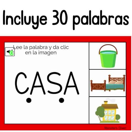 Lectura de Palabras Boom Cards Word Work in Spanish Silabas directas ...