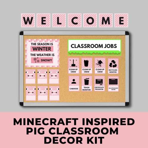 Minecraft Pig Inspired Classroom Decor Kit by Jenny Marie | TPT